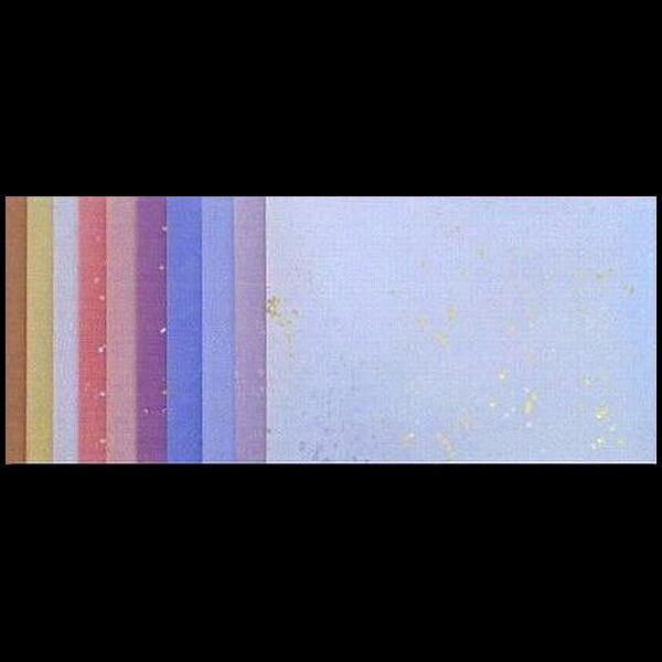 華麗な装飾を凝らした、元永古今 清書用の高級料紙です。表面には唐草・菱・七宝などの文様を雲母（きら）刷りにした唐紙を使用。裏面には金銀の切箔や野毛、砂子を散らし、格調高い表情に仕上げられています。【こんな方におすすめ】・ 元永古今を清書作品...