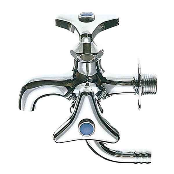 ●上のハンドルで吐水口部、横のハンドルでホース接続部に吐水します。●ホース接続部 PT32◆商品型番・三栄水栓・F10A-13商品画像はイメージです。品番でのご注文となりますので、仕様やお色味などは事前にメーカーへご確認下さい。◆メーカー問...