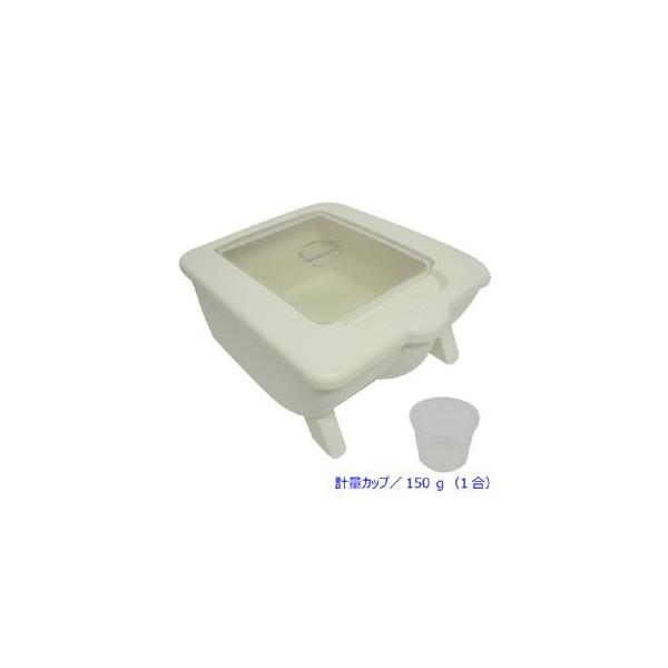 【仕様】●サイズ：幅320mm×奥行370mm×高さ181mm●容量：本体／米10kg、計量カップ／150ｇ（1合）●材質：ポリプロピレン※透明の「ふた」を取り外してお米を入れてください。