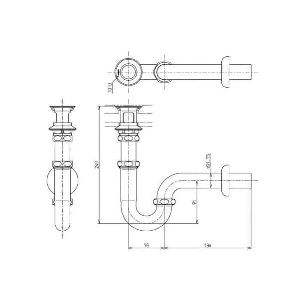 ≪TOTO T6PG≫  壁排水金具（32mm、Pトラップ）