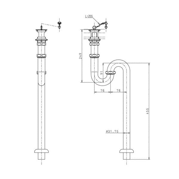≪TOTO T6S≫　床排水金具（32mm、Sトラップ）