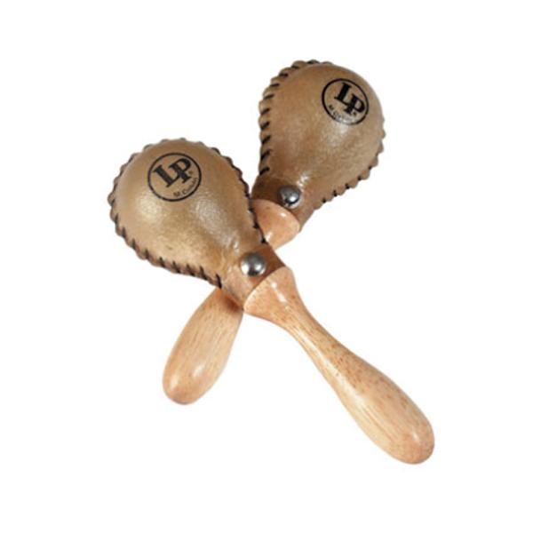 手に持って振れば簡単に音が鳴るラテン楽器。木製のハンドルは振りやすく、手縫いの本革製ならではの乾いた音色が心に響く。◆LP285◆本革手縫い＋木製ハンドル（全長15.5cm、ハンドル約9cm）◆2本1セット