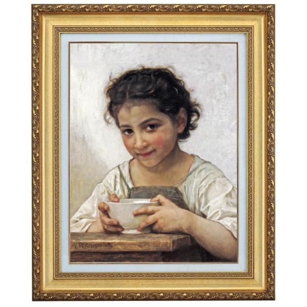 【ブグロー 複製 絵画】バラ色の頬をした健康な少女のまなざしが愛らしい。神話や天使を多く描いた19世の画家の名作。原画：制作1880年●絵寸法：（約）長辺40×短辺30.5cm●額寸法：（約）長辺58×短辺48.5×4cm●重量：（約）2．...