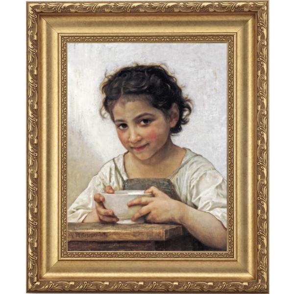 【ブグロー 複製 絵画】バラ色の頬をした健康な少女のまなざしが愛らしい。神話や天使を多く描いた19世の画家の名作。原画：制作1880年●絵寸法：（約）長辺32×短辺25cm●額寸法：（約）長辺45.5×短辺38.5×4cm●重量：（約）1....