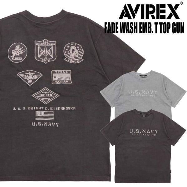 S/S FADE WASH EMB. T TOP GUN商品番号：783-5134024スタンダードなWAIGHTの糸を度目を詰めて編みたてたレギュラーTEE SHIRT。製品染で着こんだようなFADE感のある仕上がりの加工が入る。US N...