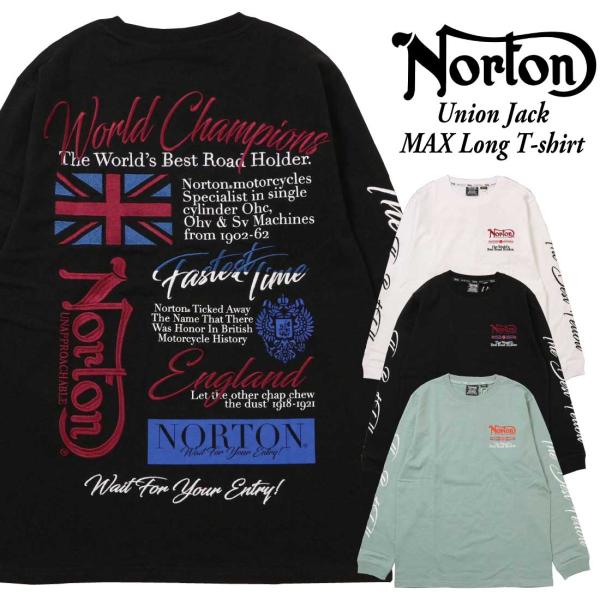ユニオンジャックMAXロング Tシャツ商品番号：253N1100Bクラシックなバイクカルチャーを愛するすべての人へ贈る、ヴィンテージテイストのロングスリーブシャツ。背面には「World Champions」「Fastest Time」など、...