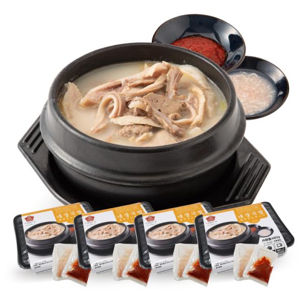 豚骨の出汁がたっぷりのスープには柔らかく煮込まれたホルモンの旨みがギュッと凝縮しています。さっぱりしていてコクがあり普段の食事はもちろん、二日酔いなどの疲れた胃にもやさしい ヘルシースープです。 職人の作る韓国伝統の味をご家庭で。・４個セッ...