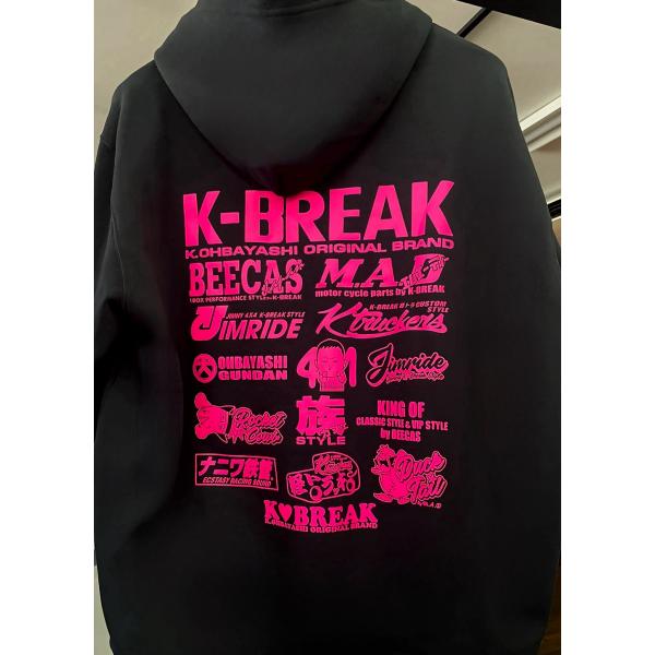 K-BREAKパーカーカラー：ブラック×蛍光ピンク文字サイズ：ＬＬサイズなくなり次第販売終了です！
