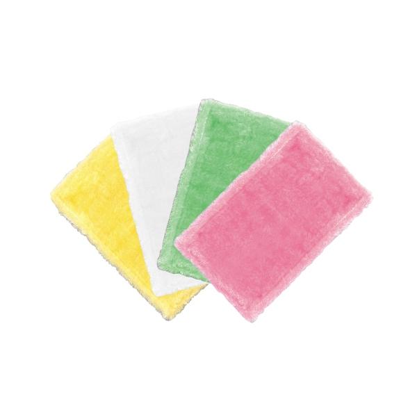 水だけで軽い油汚れも落とせるふしぎな雑巾。 カラーはピンク、イエロー、グリーン、ホワイトの4枚組です。 毛足の長いレーヨン繊維がその形状を利用して汚れをキャッチ。 水だけで軽い油汚れが落とせます。 吸水性の良いレーヨンを使用。 水含みがいい...