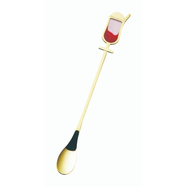 マドラーとしても使える長さのスプーン。カラフルカクテルにも使えて楽しい！４色あるのでグラスマーカーとしても使えて便利。■サイズ：21×186×10mm■重量：16g■材質：スプーン／ステンレス鋼(金メッキ)、パーツ／アクリル樹脂■仕様：食洗...