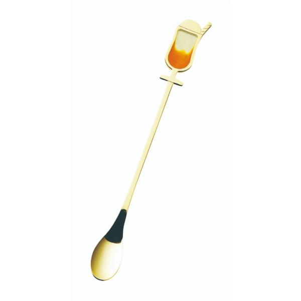 マドラーとしても使える長さのスプーン。カラフルカクテルにも使えて楽しい！４色あるのでグラスマーカーとしても使えて便利。■サイズ：21×186×10mm■重量：16g■材質：スプーン／ステンレス鋼(金メッキ)、パーツ／アクリル樹脂■仕様：食洗...