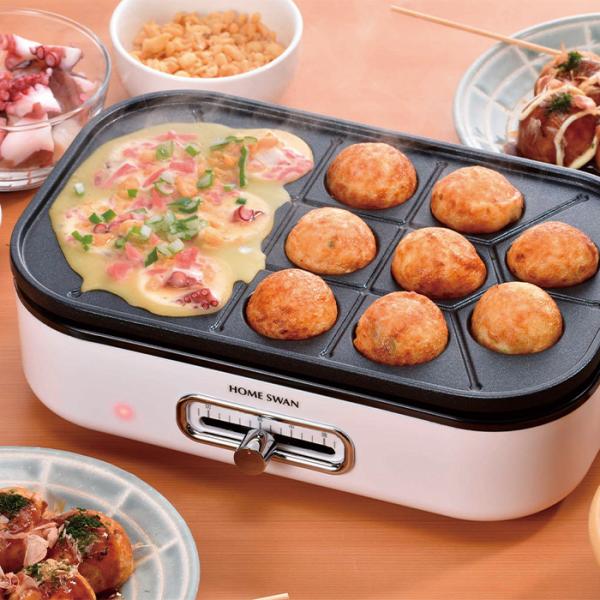 たこプレートを付属したソロホットプレート1〜2人に最適な大きさでちょっと使いにピッタリ。およそA4サイズで場所を取らずに調理が出来ます。着脱式でプレートが丸洗い出来ます。温度調節付きで調理から保温まで可能。プレートはフッ素樹脂塗装でお手入れ...