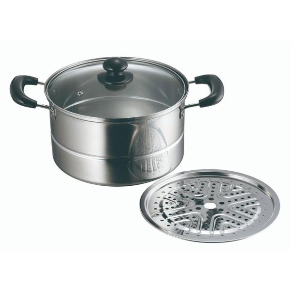 目皿を使用すれば、蒸し調理もできます軽くて扱いやすいお鍋ですサビにくく、お手入れしやすいステンレス製ですガラス蓋なので、調理中の様子が見えて安心です■サイズ：340×235×185mm■満水容量：5.0L■重量：1,115g■材質：本体／1...