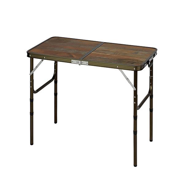 軽くて持ち運びに便利な木目調の折りたたみテーブル！高さは4段階調節（70cm・60cm・47cm・37cm）耐荷重約30kg（均等）材質/甲板の表面材：合成樹脂化粧繊維板　構造部材：アルミニウム合金（表面加工＝アルマイト）セット内容　テーブ...