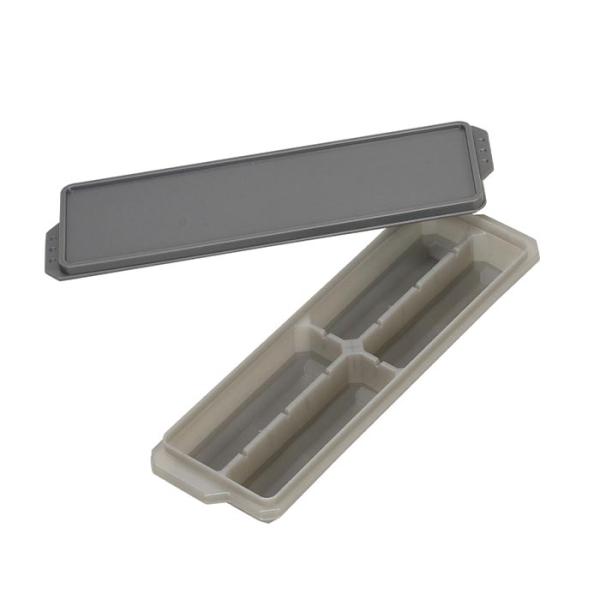 ■製品サイズ(約)：幅80×奥行265×高さ40mm■重量(約)：94g■材質：トレー上部：ポリプロピレン（耐熱温度100度　耐冷温度-20度）　トレー下部：熱可塑性エラストマー（耐熱温度50度　耐冷温度-20度）　ふた：ポリエチレン（耐熱...