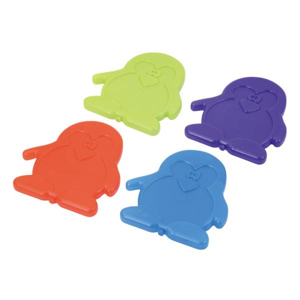 ■グリーン・パープル・オレンジ・ブルーのペンギンが各1個セットされています♪■暑い時期のランチバックにちょうど良い！●サイズ：125×135×15mm