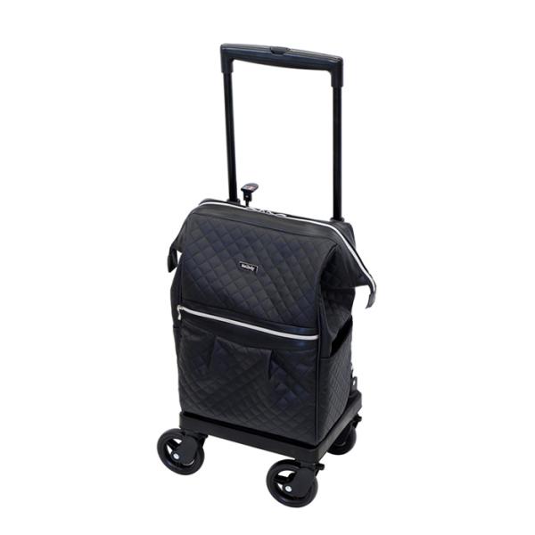 荷物の出し入れしやすいがま口タイプの横押しカートです。奥行37×幅23.5×高さ84cmアルミ・ナイロン