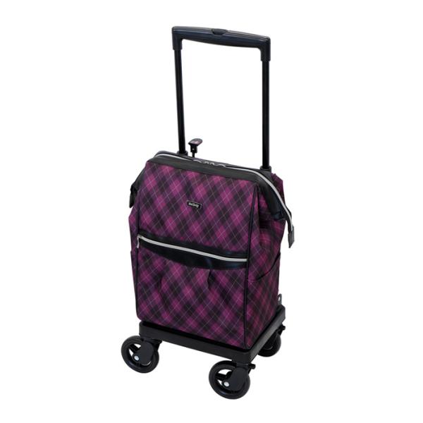 荷物の出し入れしやすいがま口タイプの横押しカートです。奥行37×幅23.5×高さ84cmアルミ・ナイロン