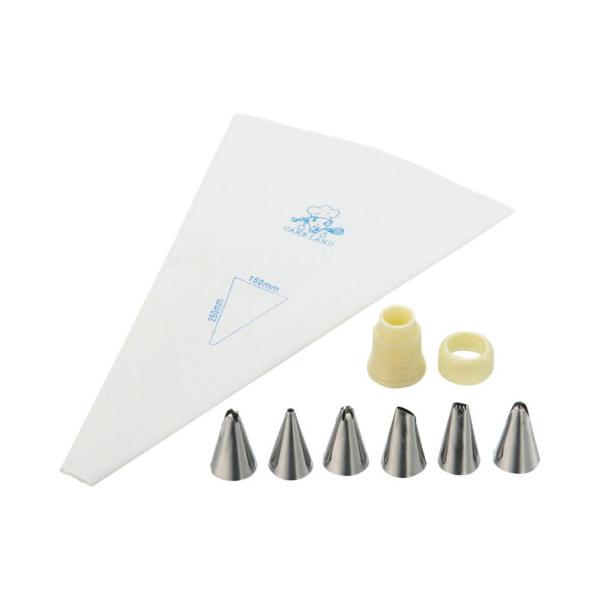 無毒・無害で耐熱・耐冷性に秀れています。丈夫で洗いが簡単！汚れもすぐに落ちます。ネジ式で口金と絞り袋が固定され使いやすく美しく飾り付けられます。■サイズ：150×250×3mm■袋：耐熱120度/耐冷-30度■キャップ：耐熱80度/耐冷-3...