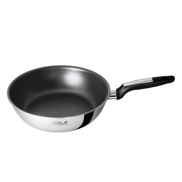 熱効率に優れたステンレスとアルミの全面2層構造のウォックパンです。抜群の耐摩耗性を持つ、高密度3層フッ素樹脂コーティングで焦げ付きを防止します。ステンレスターナーによる皮膜のしゅう動実験では、20万回の実験でも素地の露出がないという試験結果...