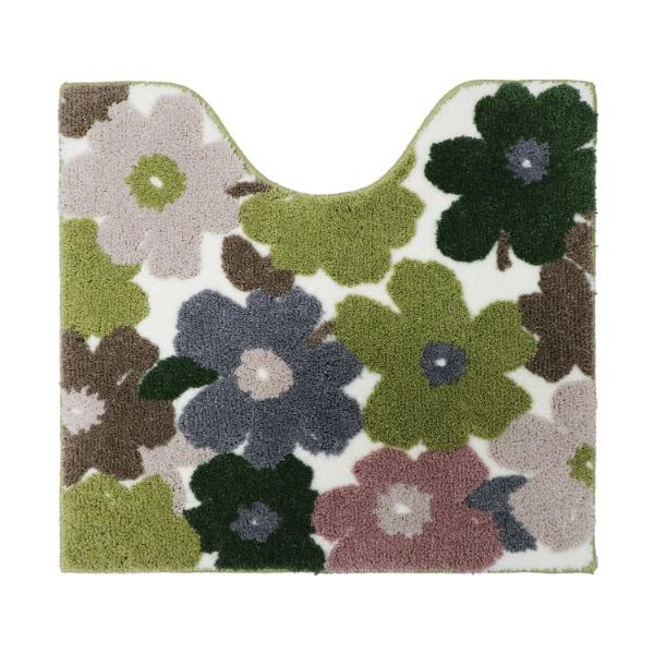 ふっくら柔らかな糸を高密度に敷き詰め、花柄を毛足の長短で立体的に表現しました。可愛らしいデザインと優しい色合いが、トイレ空間を華やかにします。■サイズ：奥行55×幅60cm■材質：パイル糸（ポリエステル100％）■備考：ノンスリップ加工■生...