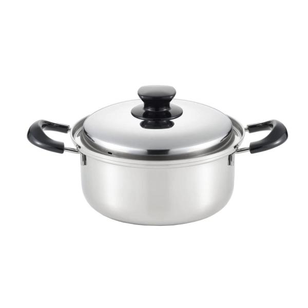 ガス火もIHも使える、優れた熱伝導率を誇るステンレス3層鋼。ハンドルの本体への取付金具にワイヤーを採用。熱の溜まりも少なく、汚れも溜まりにくく、衛生的に使用できます。熱効率のよい3層鋼。耐久性に優れた18-10ステンレスの間に熱の伝わりのよ...