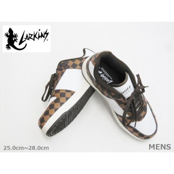 LARKINS ラーキンス L-6076 防水 ゆったり ローカット 耐滑 チェック柄 通年型 滑りにくい Meシューズ MONO 25.0cm〜28.0cm≪　商品の詳細　≫☆【カラー】　　モノ（ライトブラウン・ダークブラウン柄・ホワイト...