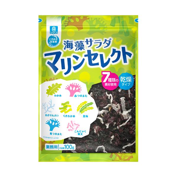 7種類の色とりどりの素材をバランスよくミックスした、美しい彩りの海藻サラダです。水で戻すだけで、ボリューム感豊かで食べごたえのある海藻サラダが出来上がります。乾燥タイプなので、必要な時に手軽に利用でき、保管にも便利です。50 〜 100倍（...