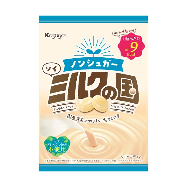 国産豆乳を使用したやさしい甘さとコクのノンシュガーソイミルクキャンディです。<ｂｒ>後味すっきりとしつつ、１粒約９ｋｃａｌなのに満足感のある味わいに仕上げました。<ｂｒ>