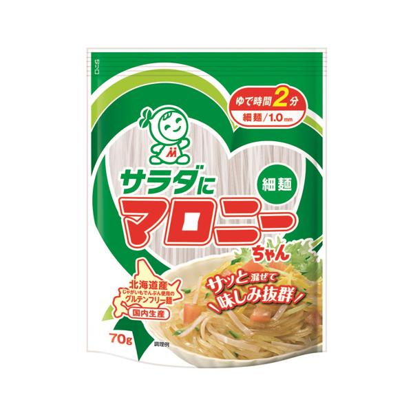 北海道産じゃがいもでんぷんを主原料にこだわりの製法で作られたグルテンフリー麺です。<br>手軽に美味しく楽しめる、早ゆで２分の細麺タイプです。<br>