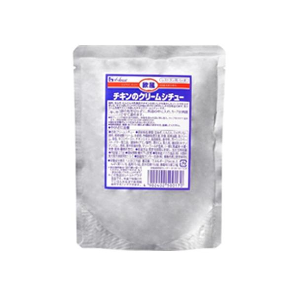 鶏肉、玉ねぎ、にんじんを乳製品やチキンのうまみを生かしたソースで仕上げたクリームシチューです。すりつぶしたじゃがいもの味と舌ざわり、生クリームのコクが特徴です。