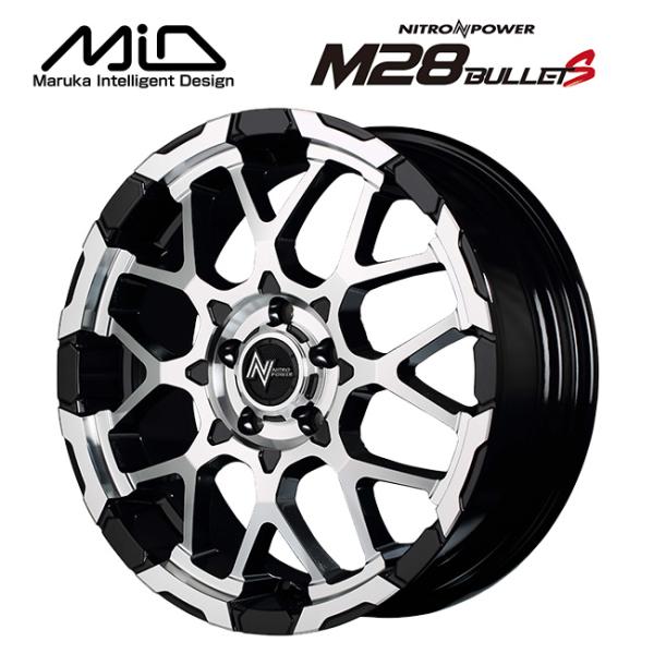 【新品ホイール1本】■ホイールMID NITRO POWER M28 BULLET-S(エムアイディー ナイトロパワー M28バレットエス)■カラーブラック/ミラーカット■サイズ{37}インチ {38}J 16×7 +40 5/114.3 ...