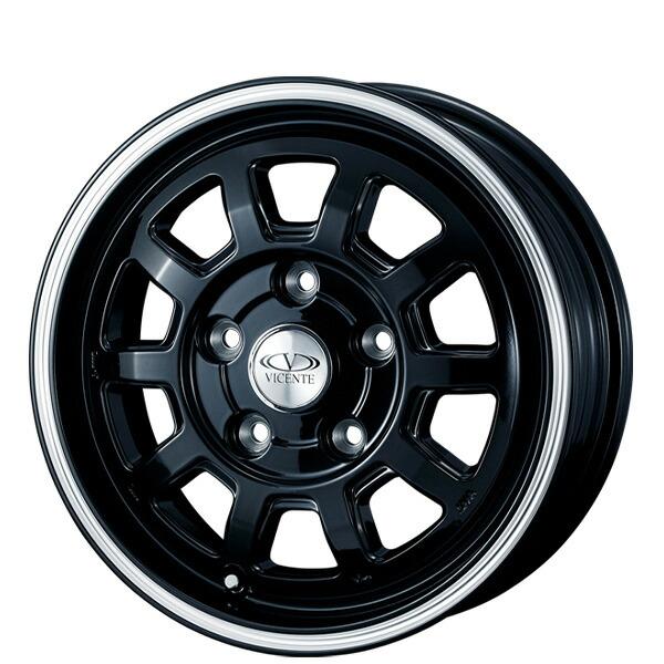 【新品ホイール1本】■ホイールWeds VICENTE06NV(ウェッズ ヴィセンテ06TG)■カラーブラックポリッシュライン■サイズ{37}インチ {38}J 14×5 +43 4/114.3 66■検索ワード14インチ 5J 4穴 PC...
