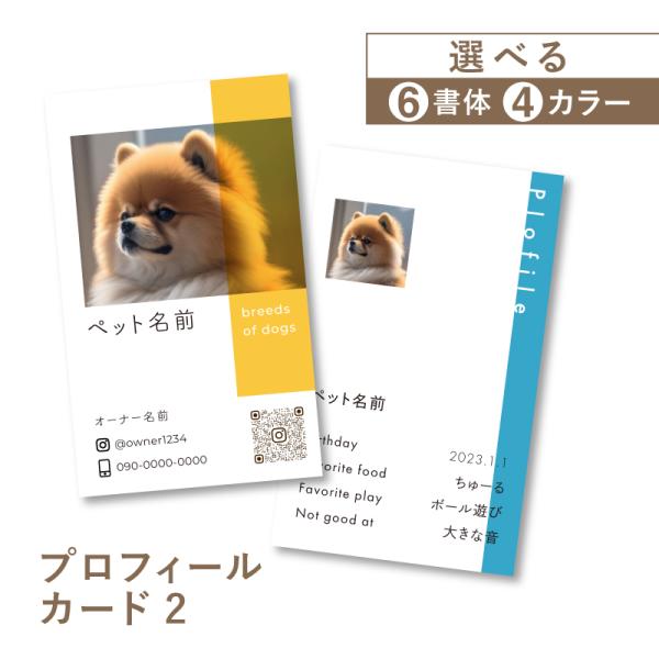 プロフィールカード2【選べるカラー4色・選べる書体６フォント】シンプルでオシャレなプロフィールカードが簡単にご注文いただけます。不要な項目は当社デザイナーが調整いたしますので、オリジナルのプロフィールカードができます。●レイアウトは2回まで...
