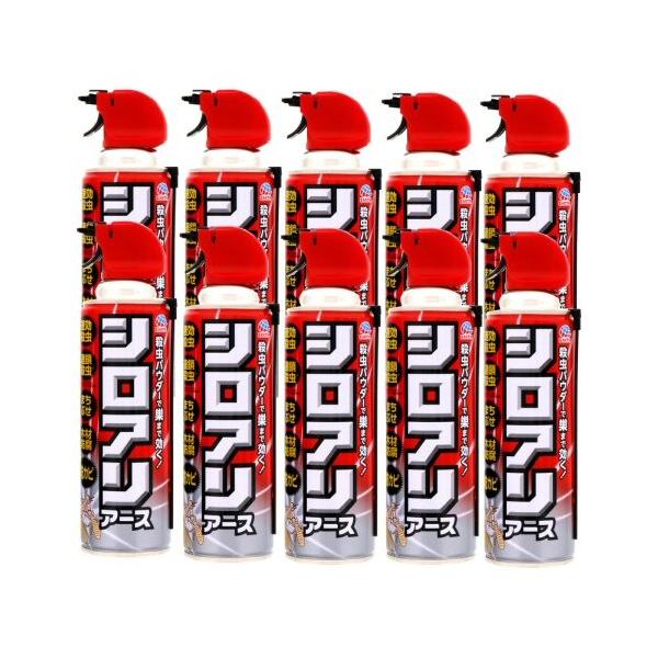 【商品名】シロアリアース【内容量】450ｍｌ×10本【有効成分】ビフェントリン（ピレスロイド系）、シプロコナゾール、防カビ成分【適用害虫】シロアリ、キクイムシ、羽アリ、アリ、ムカデ、ゲジ、ワラジムシ【販売元】アース製薬株式会社※通常、1〜2...