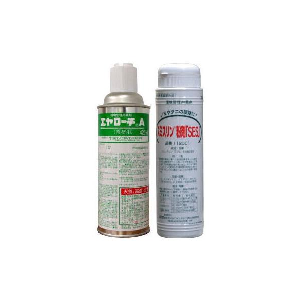 【商品名】ダニ駆除セットA 【セット内容】速効性ダニ駆除スプレー　エヤローチA　420ｍｌ 持続性ダニ駆除粉剤　スミスリン粉剤　350ｇ【用途】ダニ駆除【区　分】防除用医薬部外品【広告文責】株式会社イーライフ　［TEL］072-943-60...