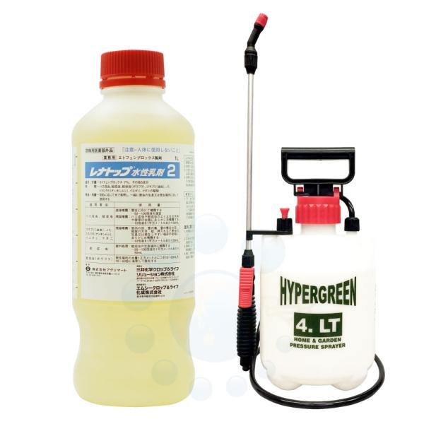 【商品名】レナトップ水性乳剤2【内容量】1000ml【有効成分】エトフェンプロックス（ピレスロイド様）【剤　形】水性乳剤【効能又は効果】ハエ成虫、蚊成虫、蚊幼虫（ボウフラ）、ゴキブリ（油虫）、ノミ、トコジラミ（ナンキンムシ）、イエダニ、マダ...