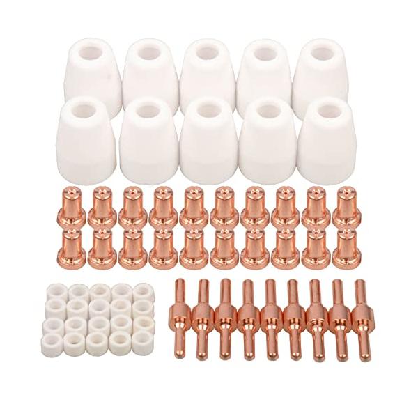 20個プラズマチップノズル拡張参照番号:18866LPT-31拡張プラズマ切断電極ノズルシュラウドセラミックカップ10個 参照番号:1820420個ガスリングNo:18785PT-31 JG-40とWSD-40切断トーチに適合。