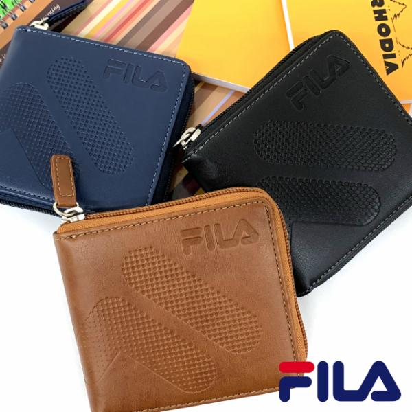 【選べる無料ラッピング 】折りたたみ財布 ラウンドファスナー FILA(フィラ)ドットグラデーション ラウンド二つ折り財布 小銭入れ付き[61fl52]メンズ 2つ折り財布 折り財布 二つ折りサイフ 男性 高校生 中学生 学生 人気 合皮 ...