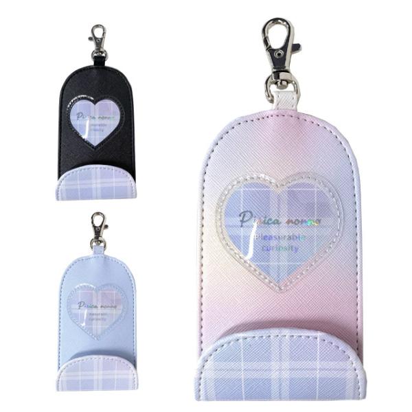 キーケース リール ランドセル  Pirica nonno グラデチェック リール付きキーケース hbe-470 女の子 子供 鍵入れ ランドセル用 かわいい リボン 防犯カバー  伸びる 鍵ケース キーカバー ランドセル用 紛失防止 通学...