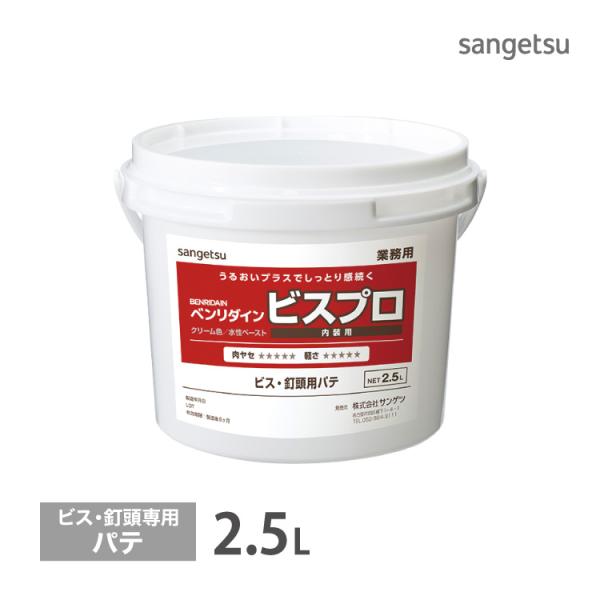 1回塗りできれいな仕上がり【ビス・釘頭用パテ】サンゲツ ビスプロBB-404○調合済なので、すぐに使用できます。○粘りが少なく軽量タイプなので、作業性に優れています。○肉ヤセがほぼなく、1回塗りできれいに仕上がります。■ブランド名：サンゲツ...