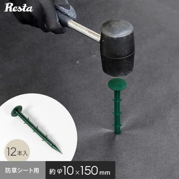 DIY RESTA リスタ 新生活 爆買 防草シート ピン プラスチックピン 14.5cm 防草シートピン 押さえピン 防草シート ワッシャー 押さえ板 黒丸 座金 板付き 留め具 杭 固定ピン 固定用 ピン 押さえ板 人工芝 ピン 除草シ...