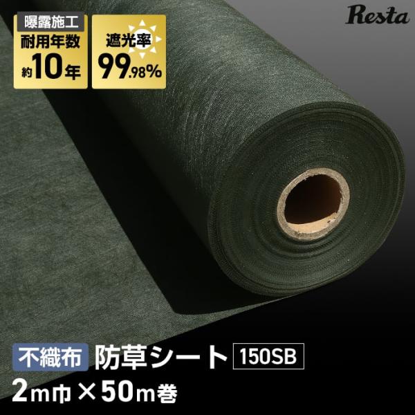 DIY RESTA リスタ 新生活 爆買 送料無料 サンプル 防草シート 10年 2m×50m 不織布 高耐久 緑 グリーン 高密度 厚手 おすすめ 強力 除草シート 雑草シート 除草 防草 雑草対策 雑草防止 雑草抑制 雑草処理 防そうシ...