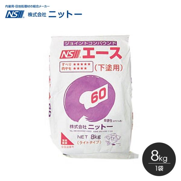 パテ 下塗パテ ニットー NS エース（60/90） 8kg/袋DIY RESTA リスタ 新生活 爆買 ニットー 副資材 部材 施工用具 施工道具 反応硬化型 パテ 下塗パテ 下塗り用 下塗用 NSエース60商品品番* 040007 硬化...