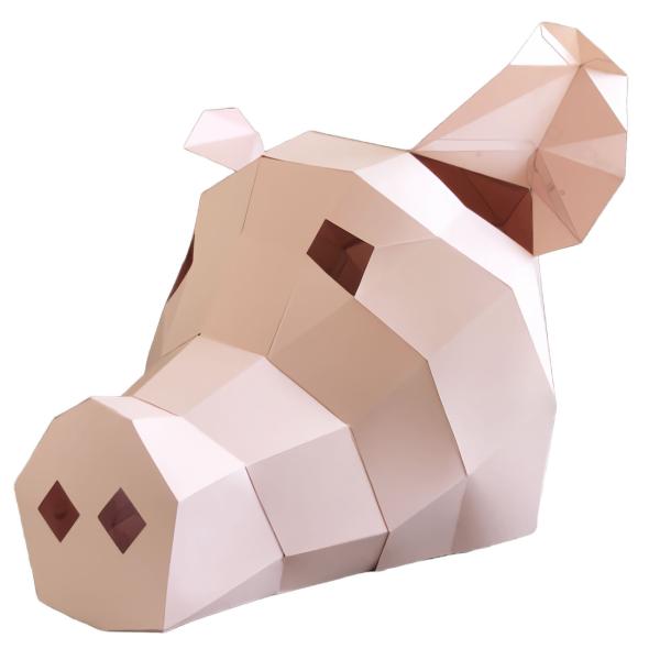 ぶた（ブタ）３Ｄマスク　ペーパークラフト　ＤＩＹ　かぶりもの人気動物シリーズ【かぶれますく】おもしろかわいい被り物マスクです。ハロウィン、仮装パーティー、夏休みの工作等様々なイベントで３Ｄマスクをお楽しみください！【パッケージサイズ＆重量】...