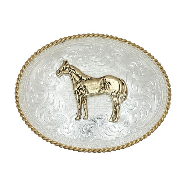 【メーカー】 Montana Silversmith モンタナシルバースミス【デザイン】　スタンディングホース【素　材】　ニッケル合金ベース　金、そして銀メッキ　汚れを防ぐモンタナシルバー独自の保護塗装【サイズ】　104mm x 79mm【...