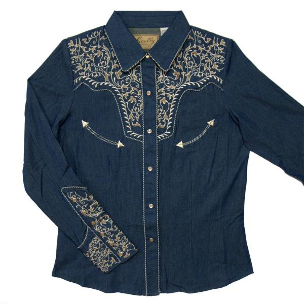 【メーカー】　Scully スカリー【素　材】　コットン 100%【カラー】　デニムカラー【サイズ詳細】XS/肩幅 38cm  胸囲 94cm  袖丈 60cm  着丈 60cmS/肩幅 39.5cm  胸囲 101cm  袖丈 62cm ...