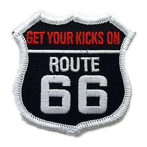 アイロンで簡単に接着できるアイロンパッチ古き良きアメリカの時代　シカゴからロサンゼルスまでの道　『Route66』バッグや洋服を自分風にアレンジするにはもってこいのアイテムです。　★アイロンで接着はできるのですが、長期間きれいにお使いいただ...