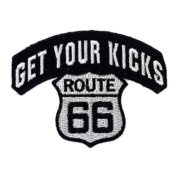 アイロンで簡単に接着できるアイロンパッチ古き良きアメリカの時代　シカゴからロサンゼルスまでの道　『Route66』バッグや洋服を自分風にアレンジするにはもってこいのアイテムです。　★アイロンで接着はできるのですが、長期間きれいにお使いいただ...