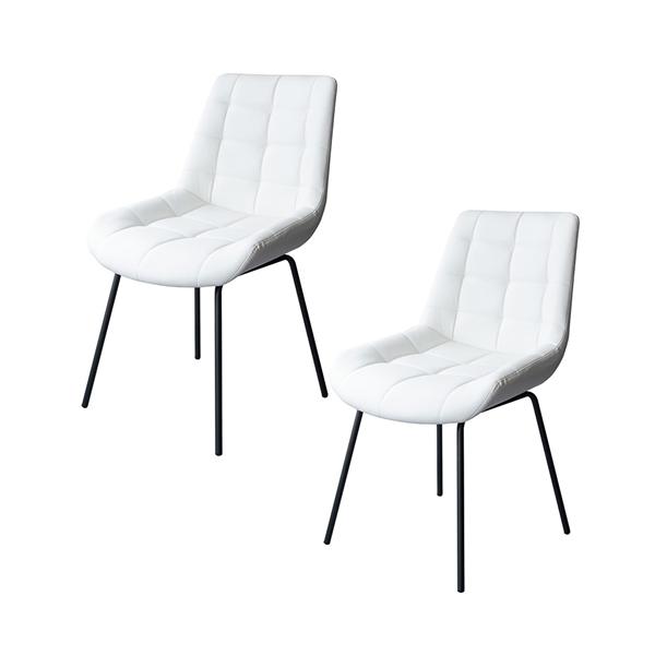 身体にフィットする形状でキルティングが施されたダイニングチェア『Lement（レメント）』。PUレザータイプがホワイトとダークグレー、ベルベットがアイボリーとライトグレーの計4カラーをご用意。【仕様】商品サイズ（cm）：W51×D57×H7...